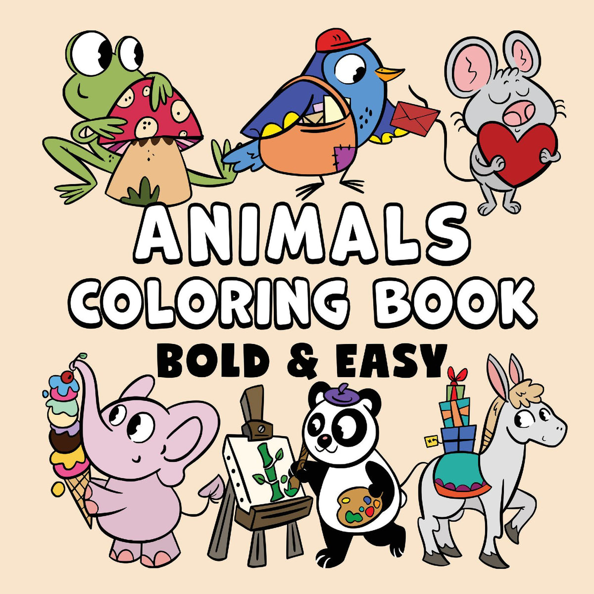 Print For Coloring Animals Bold & Easy Coloring Book Simple Large